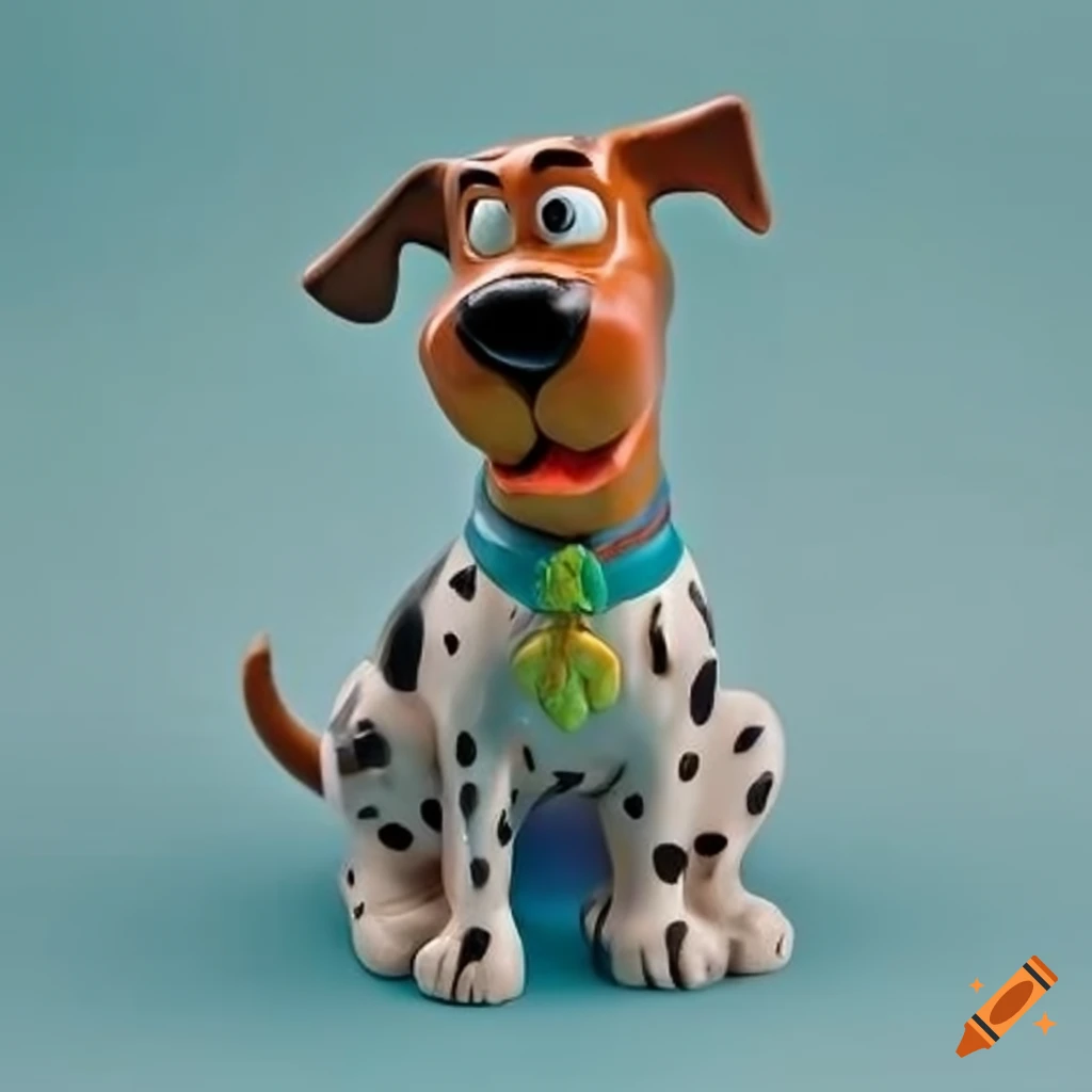 Ceramic sculpture inspired by Scooby Doo and dalmatian on Craiyon