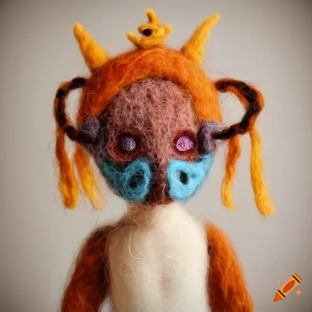 Felted wool october creatures in masks and costumes