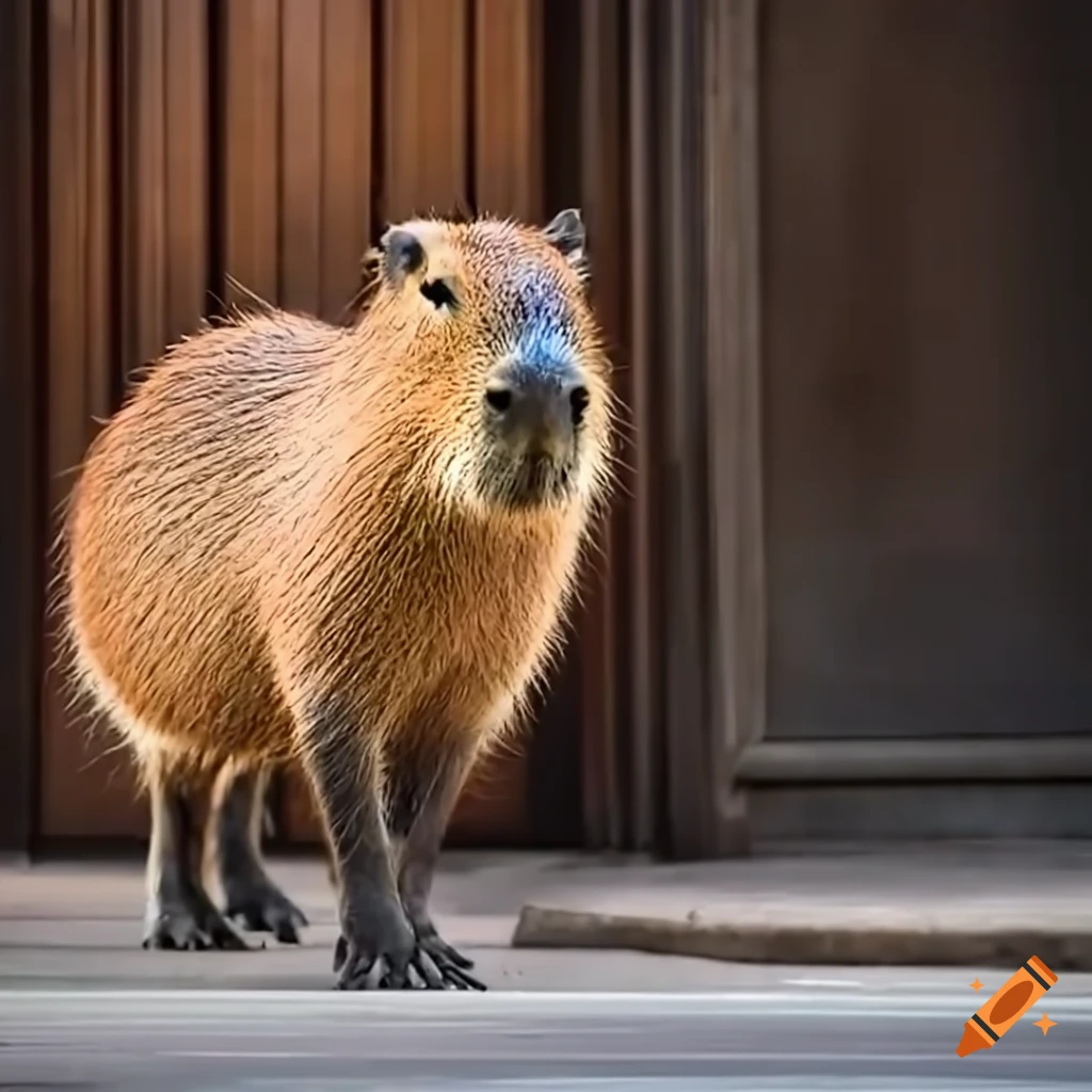 Detailed image of a capybara in the city