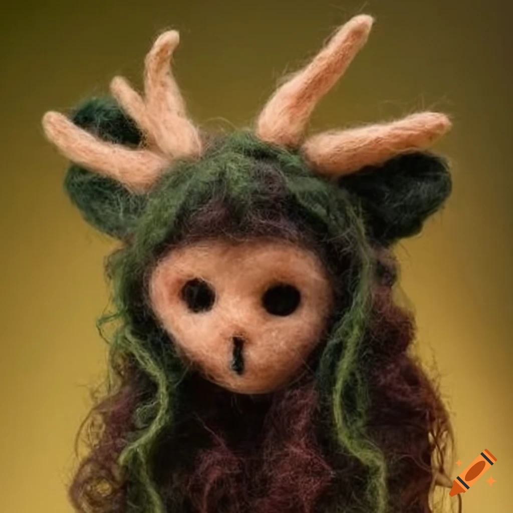 Felted wool forest creatures in masks and costumes on Craiyon