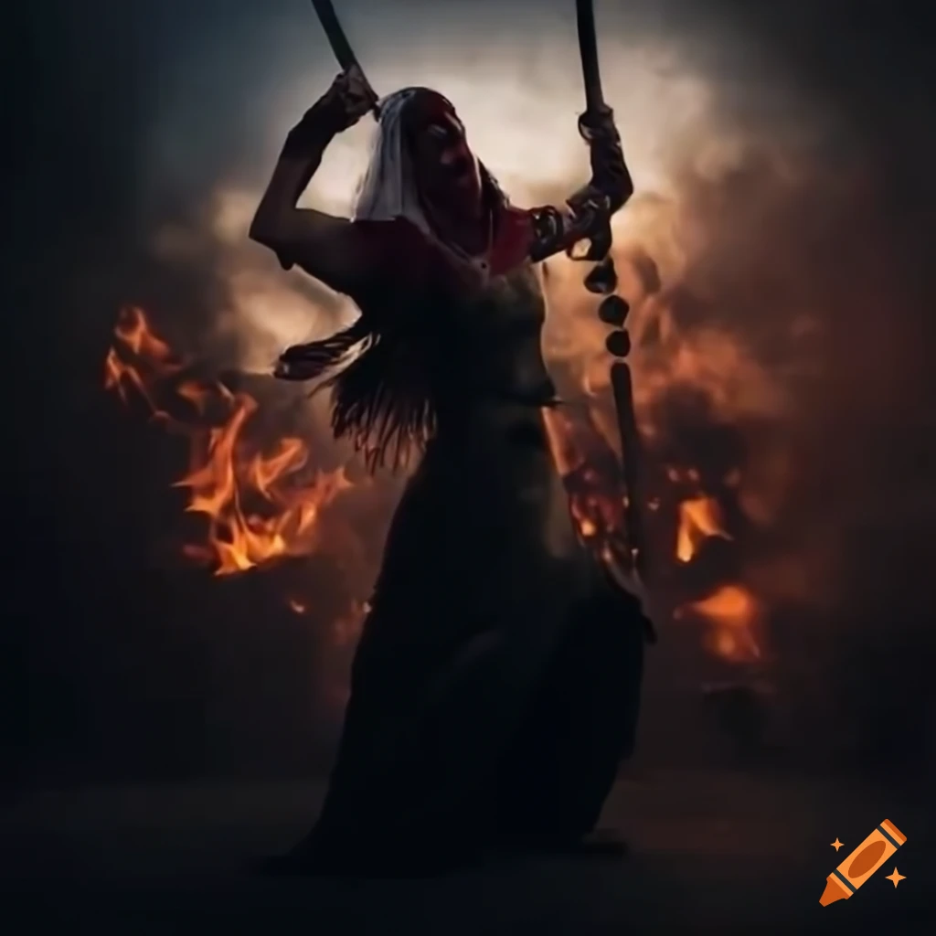 Image of a strong palestinian female warrior with a sword and olive ...