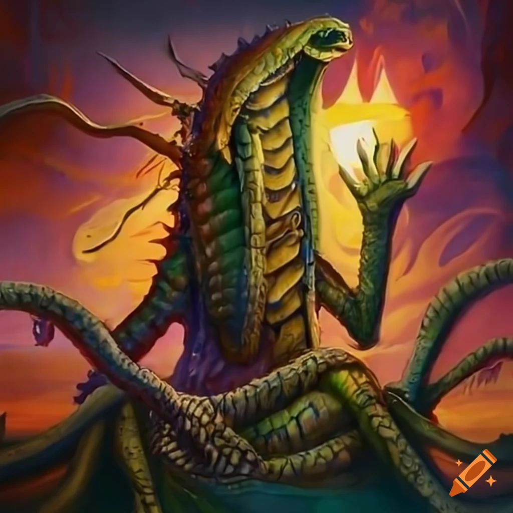 Recreated painting with king gizzard and the lizard wizard on Craiyon