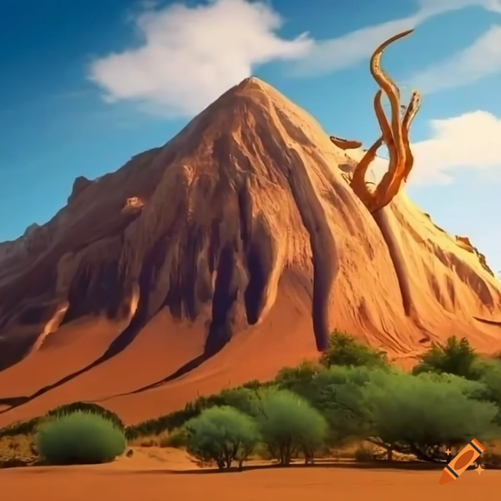 Desert tree house towering over the horizon on Craiyon