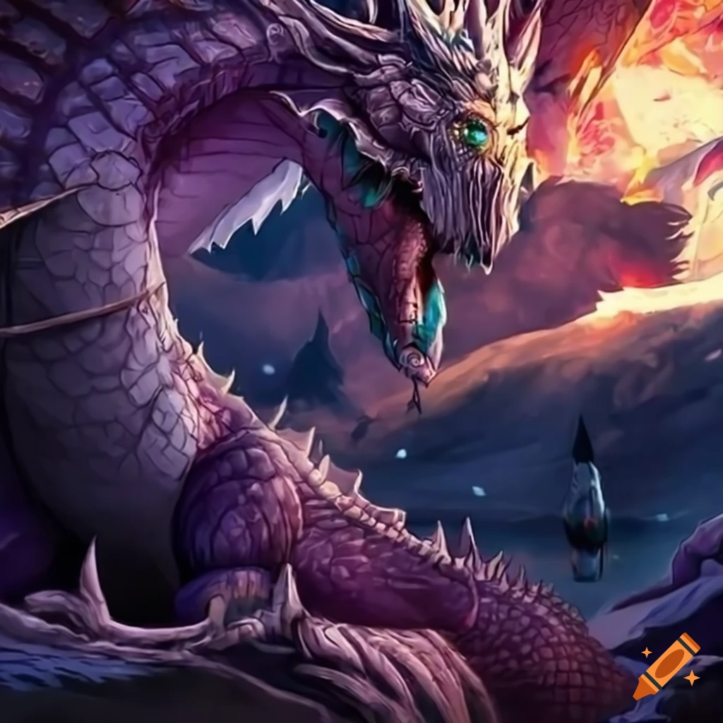 Illustration of a heroic dragon rescuing a falling boy on Craiyon