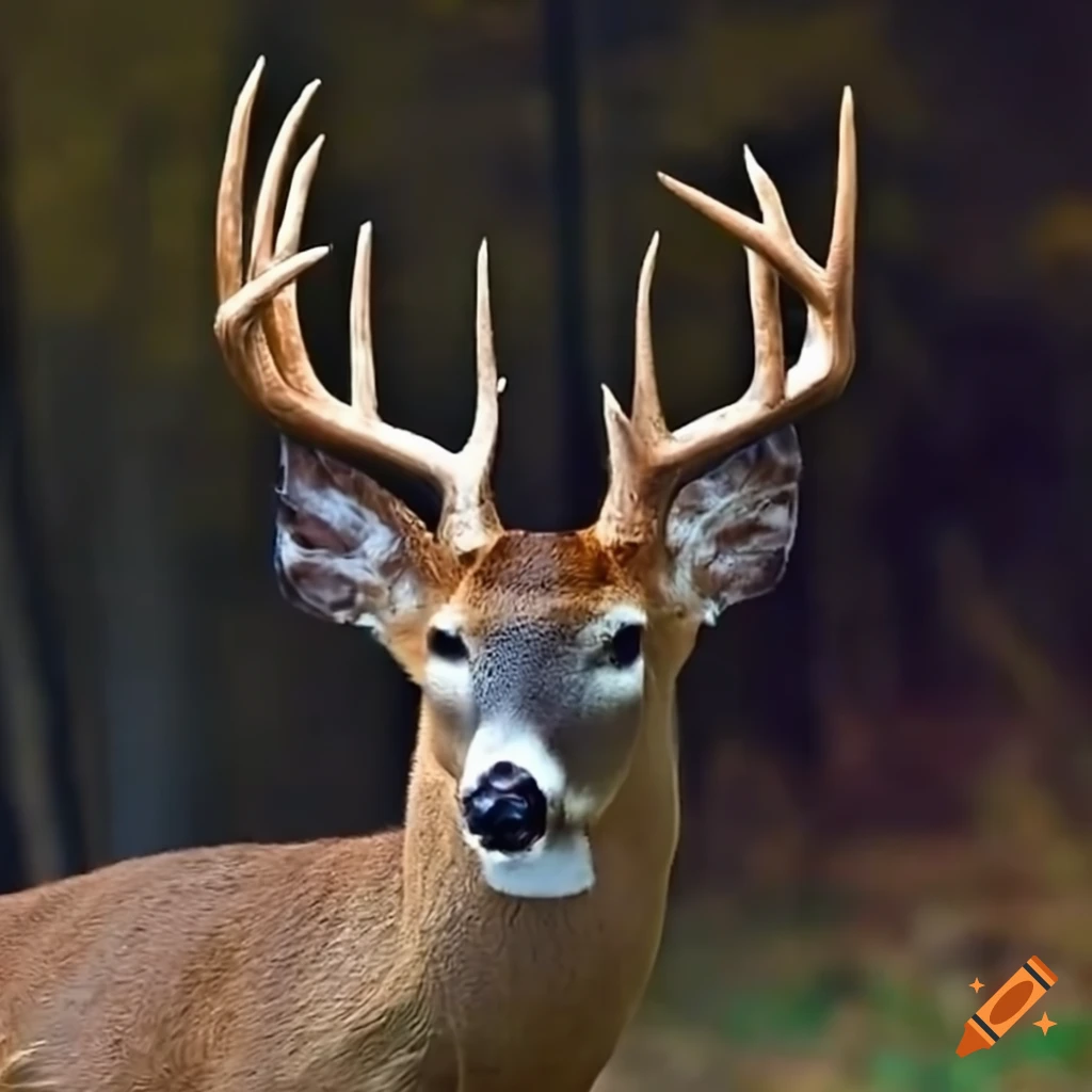 Nighttime trail cam photo of a 28 point buck on Craiyon