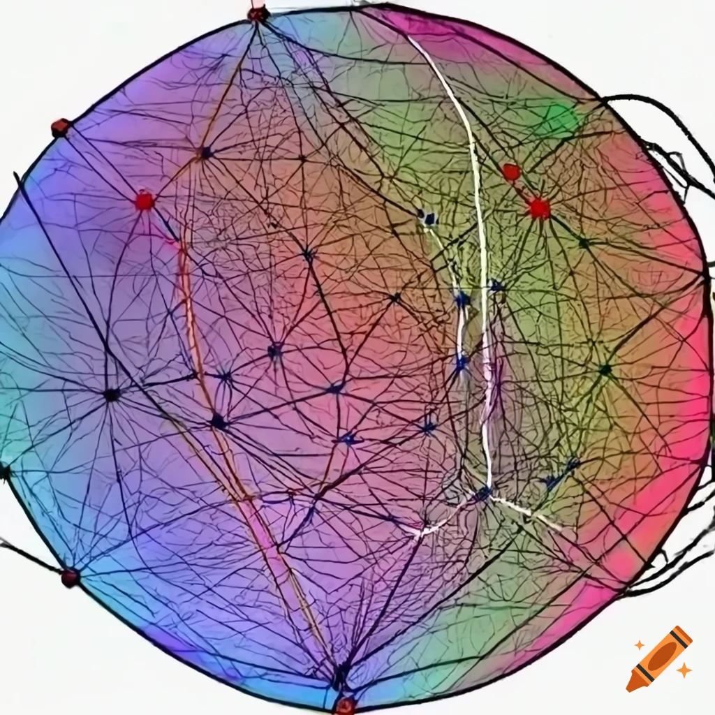 Schematic drawing of a network on Craiyon