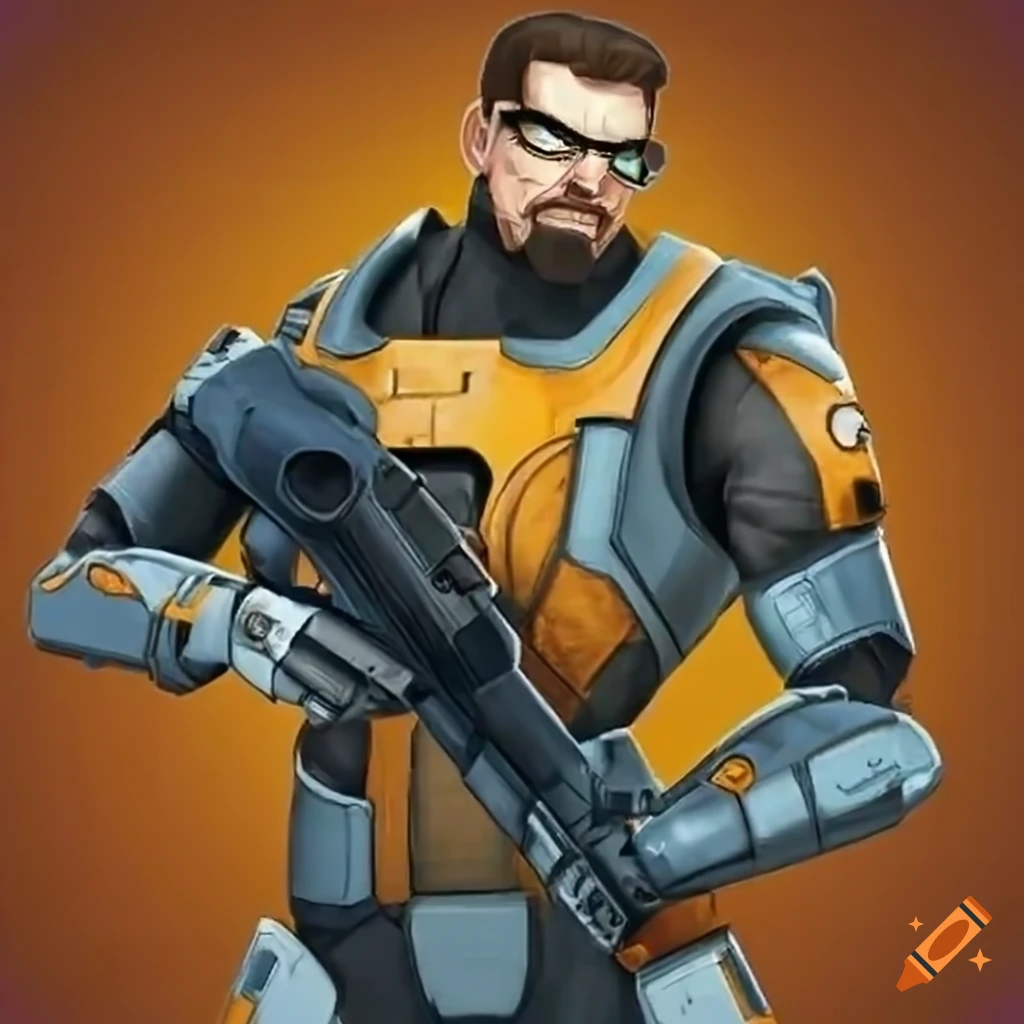 Gordon Freeman with a gravity gun on Craiyon