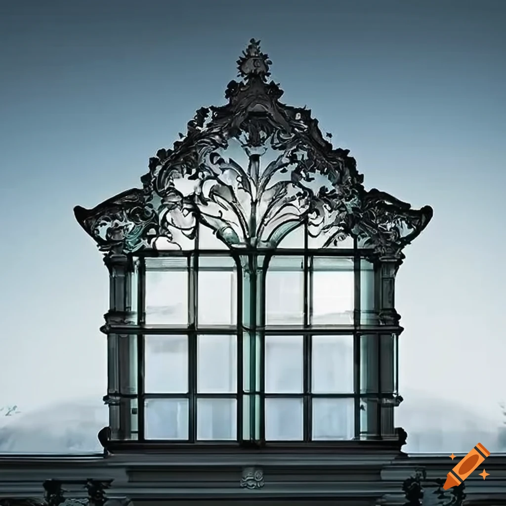Rococo glass facade with gable on Craiyon