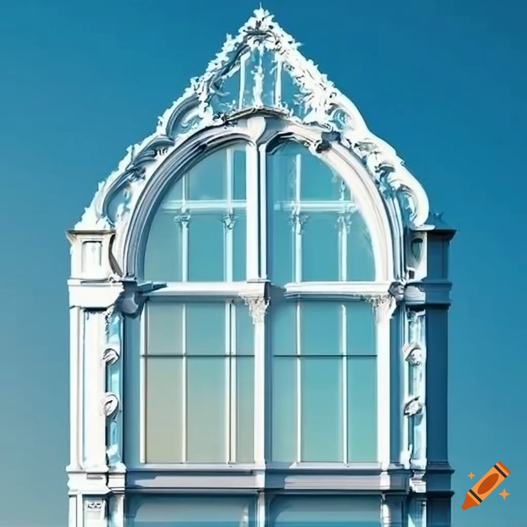 Beautiful glass facade in rococo style on Craiyon