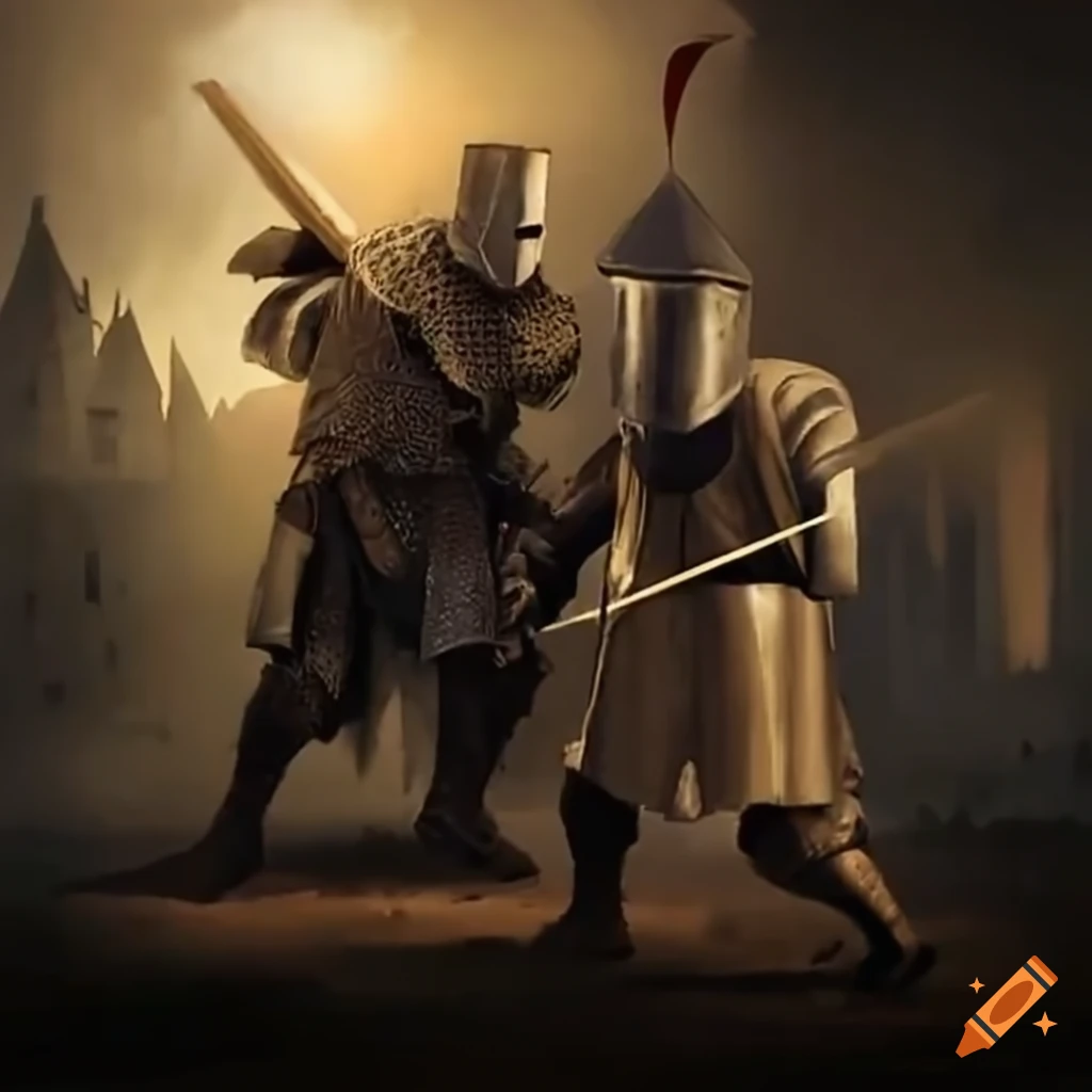 Knights training in a medieval castle on Craiyon