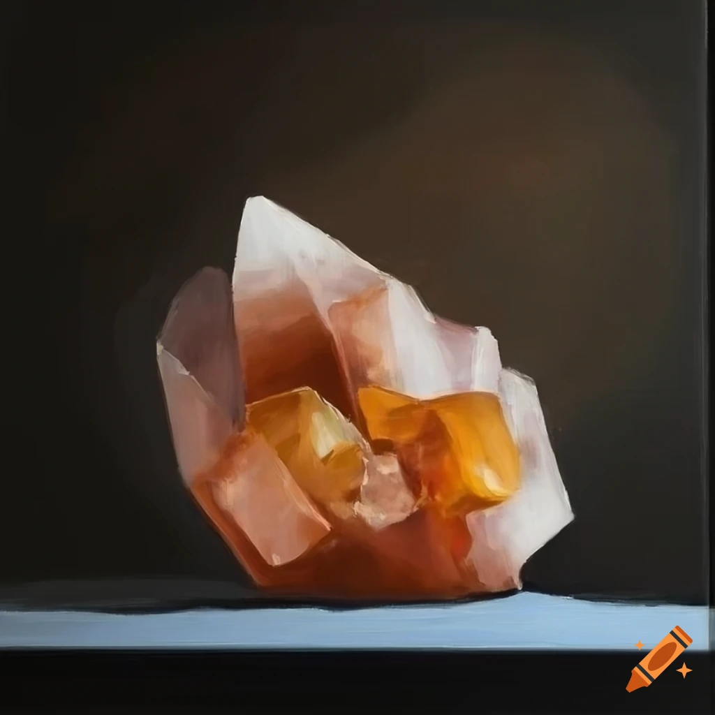 Assorted quartz in a still life oil painting