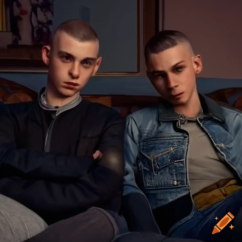 Realistic photo of two friends resting on a sofa on Craiyon