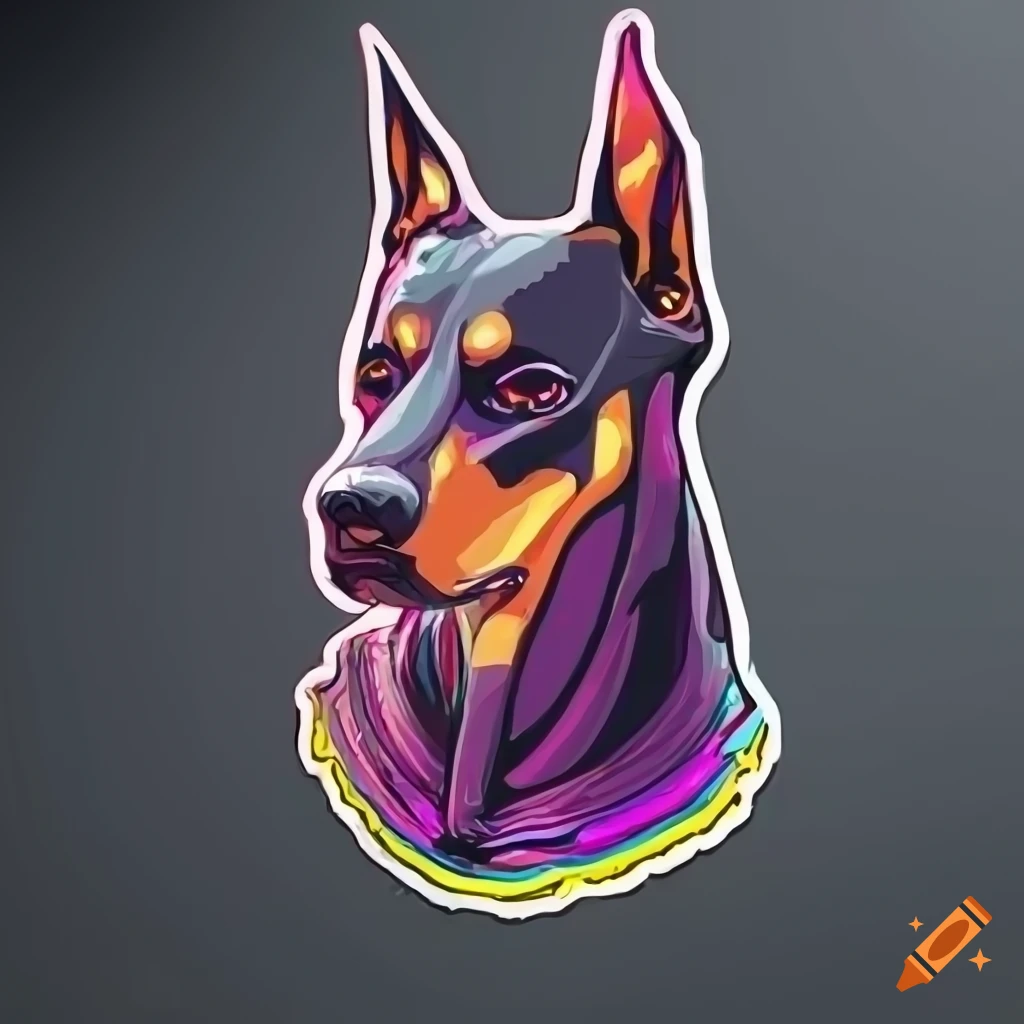 Cyberpunk style doberman sticker on Craiyon