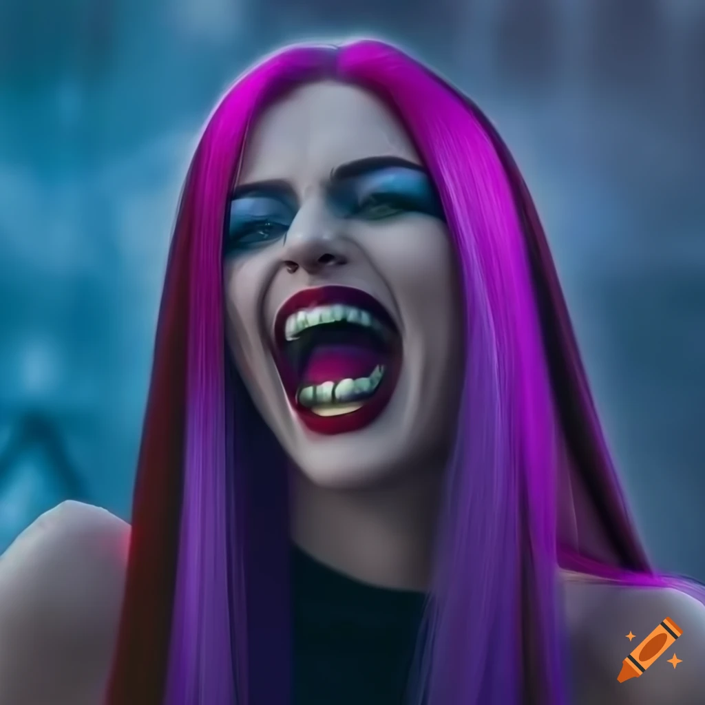 Portrait of a stunning laughing vampire woman on Craiyon