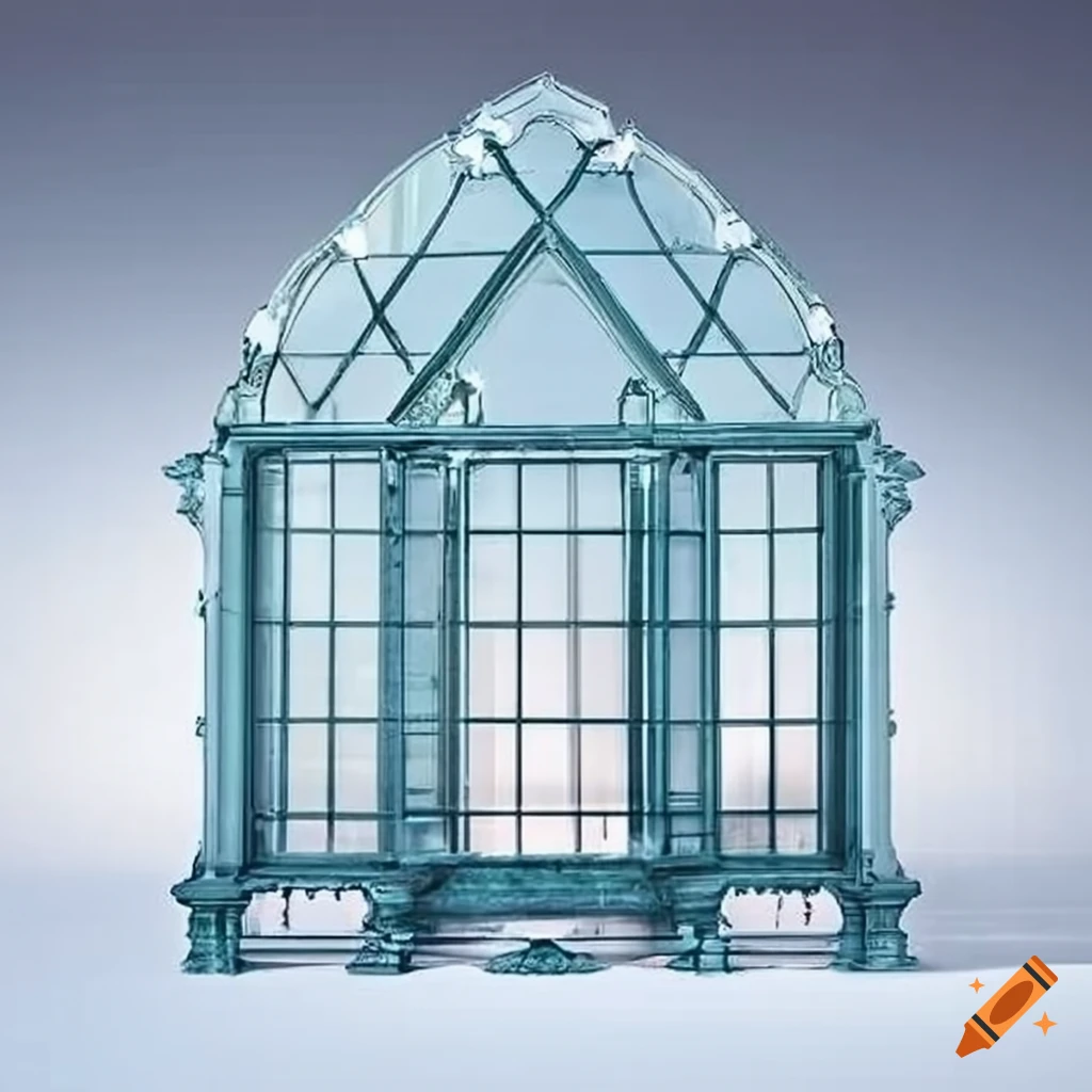 Rococo glass facade with a gable on Craiyon