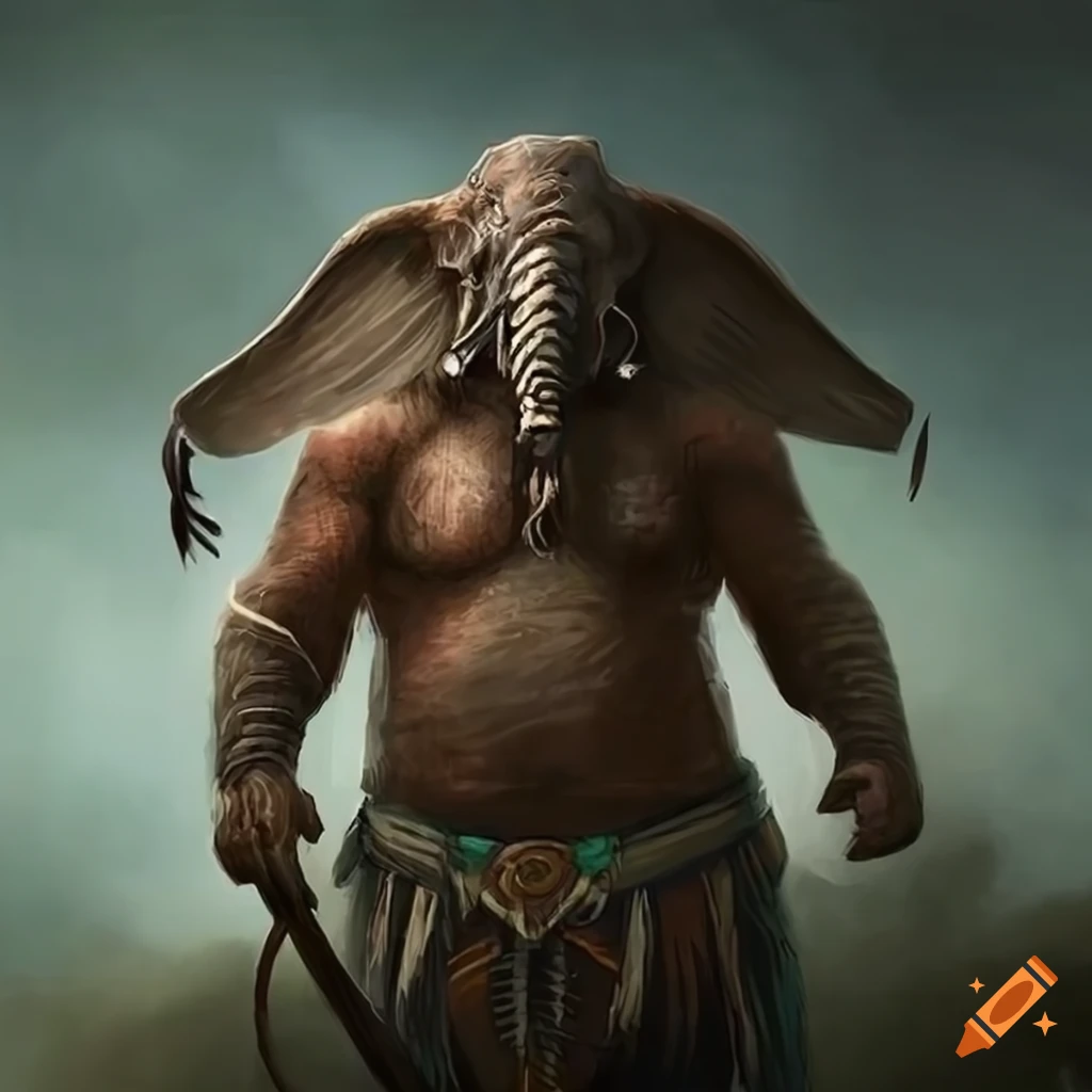 Detailed artwork of a loxodon warrior on Craiyon