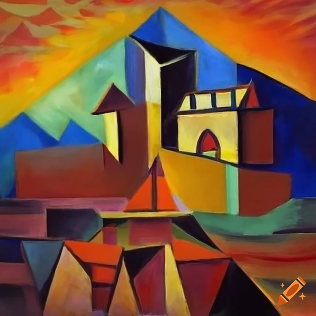 Cubist landscape artwork on Craiyon