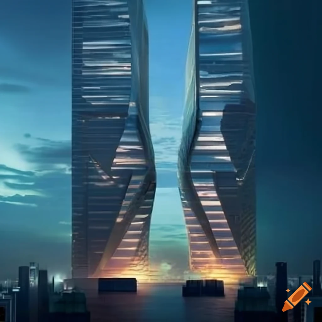 Buildings with wave-shaped facades on Craiyon