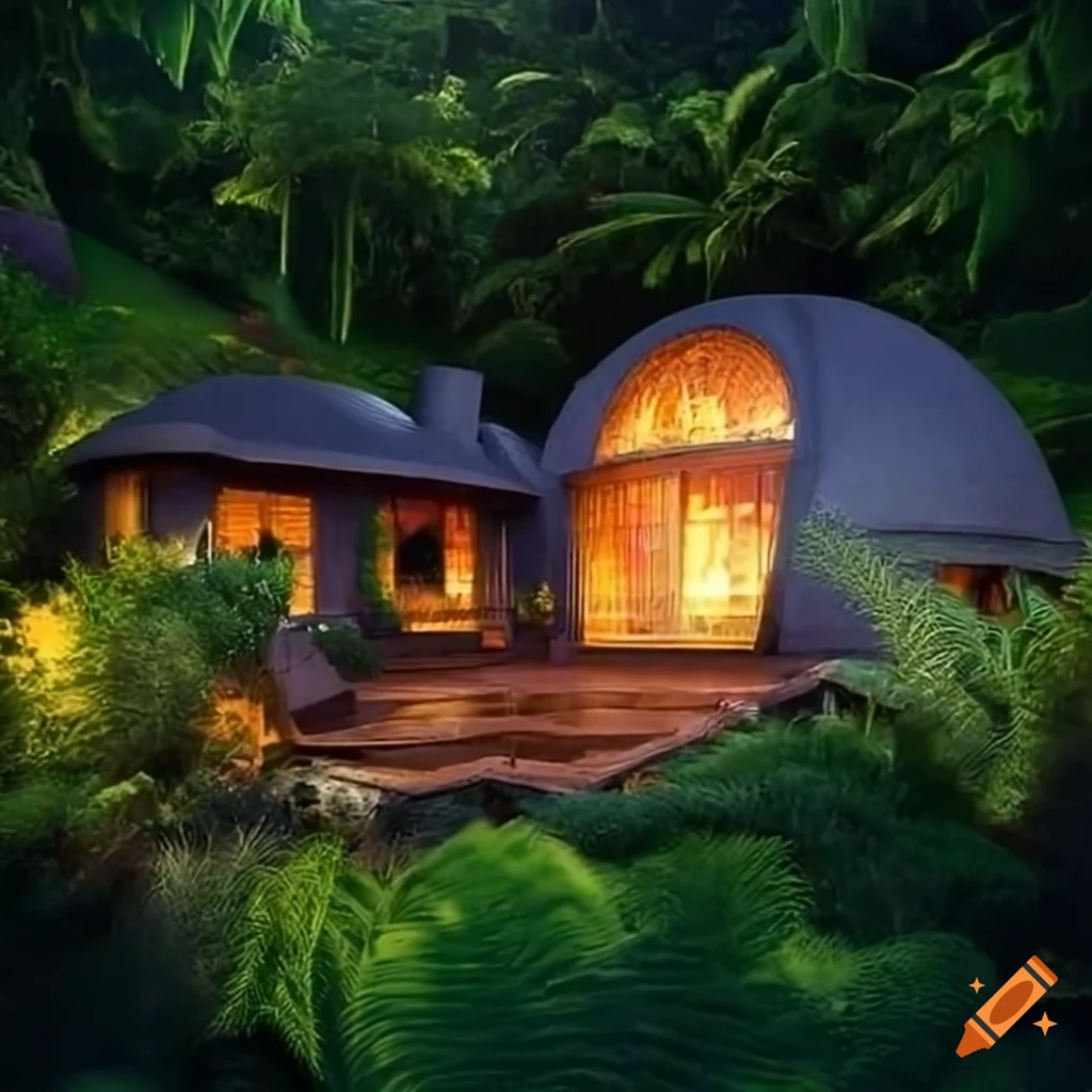 A beautiful wood and glass dome surrounded by trees on Craiyon