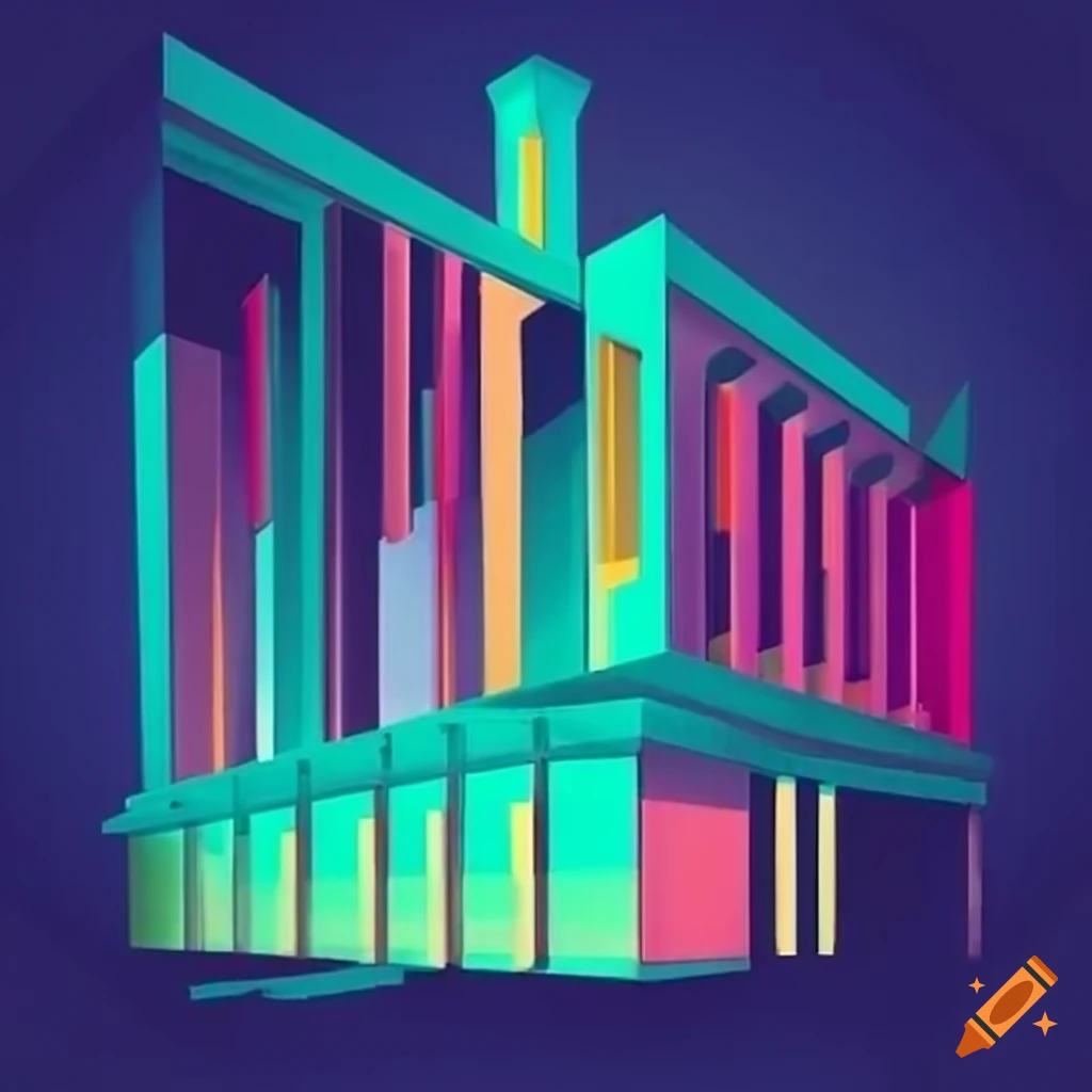 Vibrant retro factory design on Craiyon