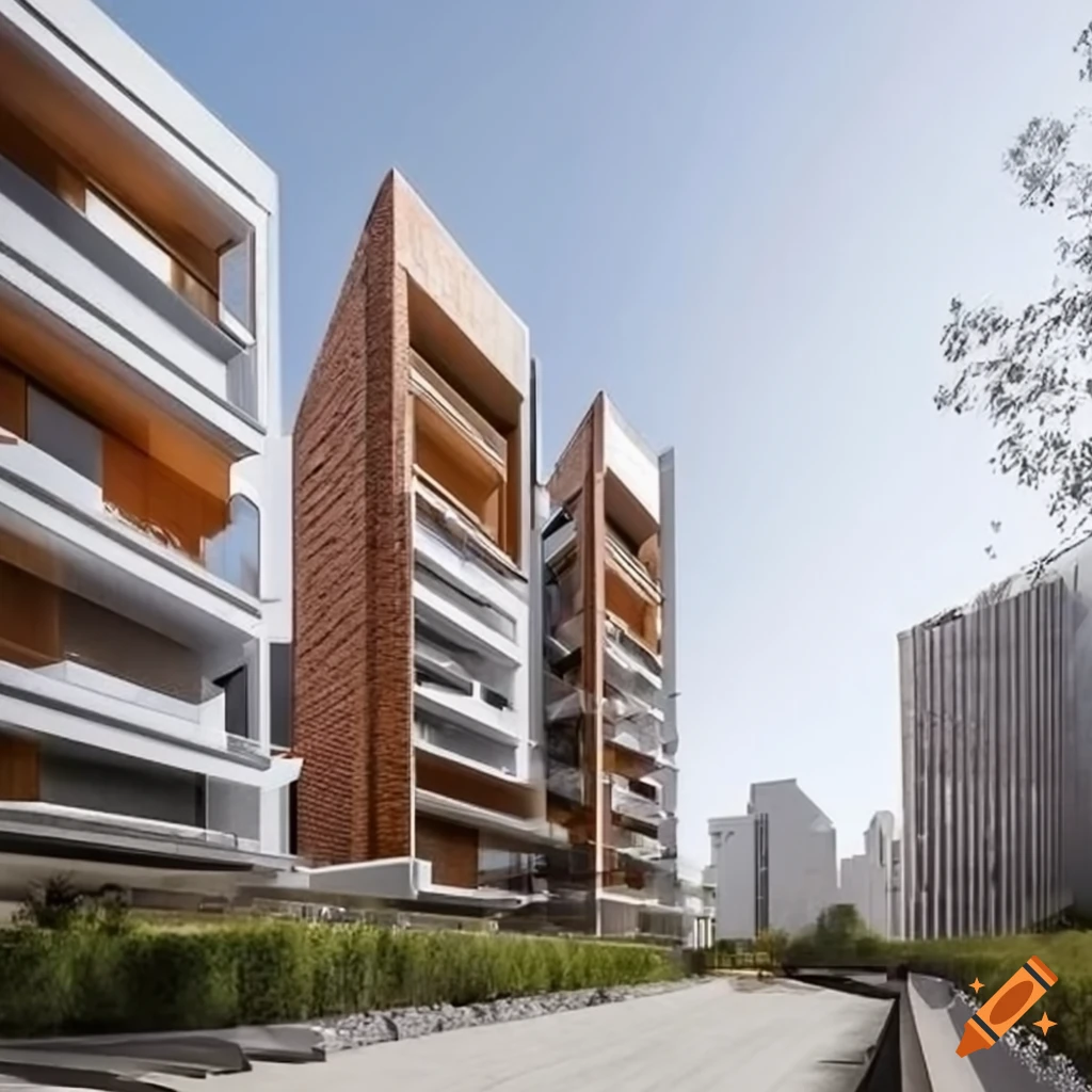 Image of a modern residential complex with minimalist architecture on ...