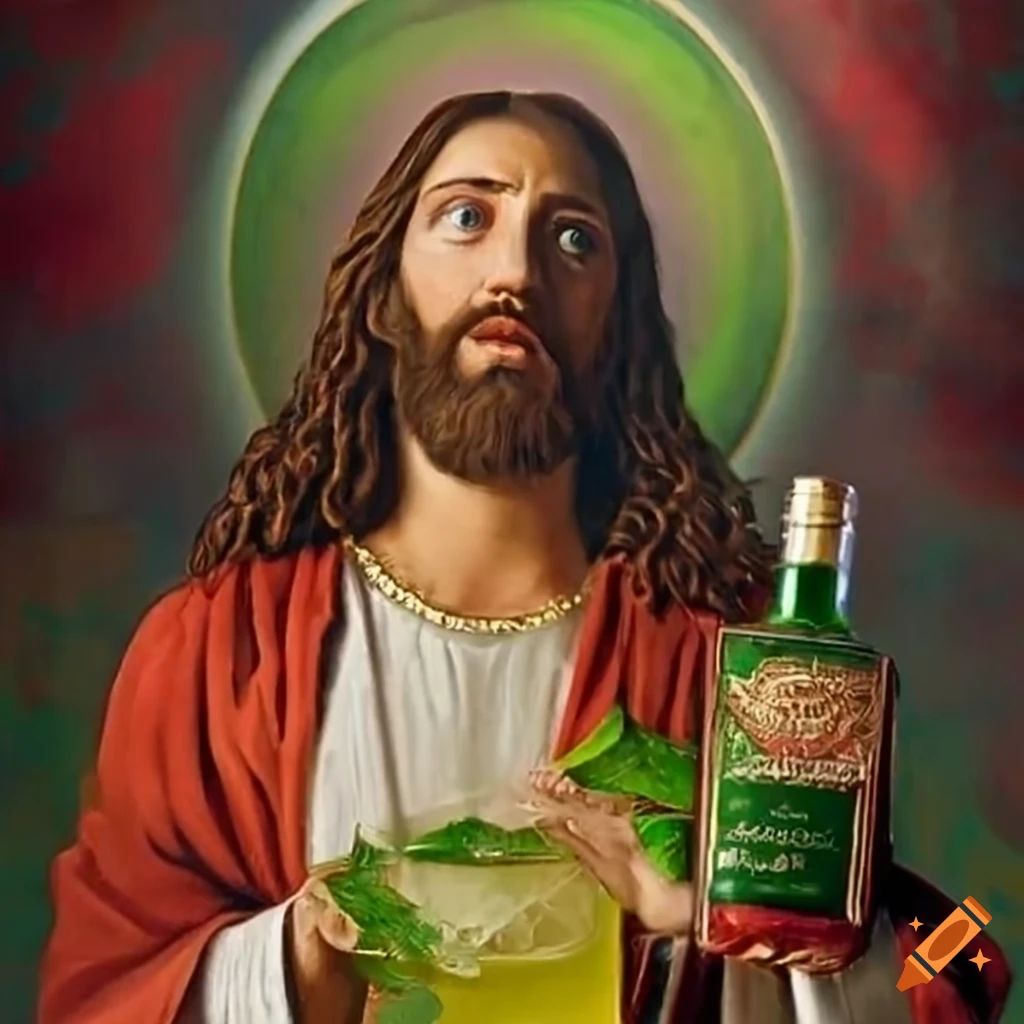 Jesus making a spicy mojito