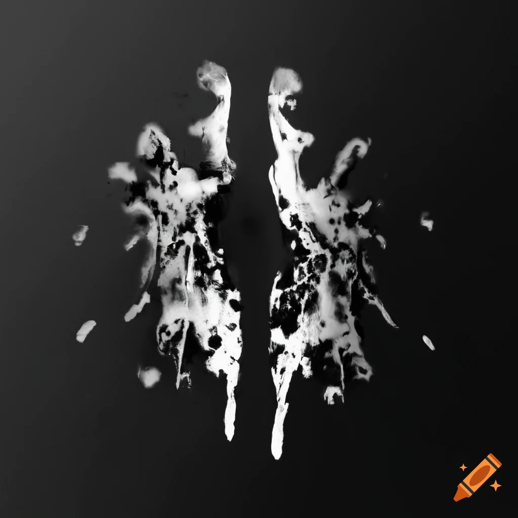 Black and white ink blot test on Craiyon