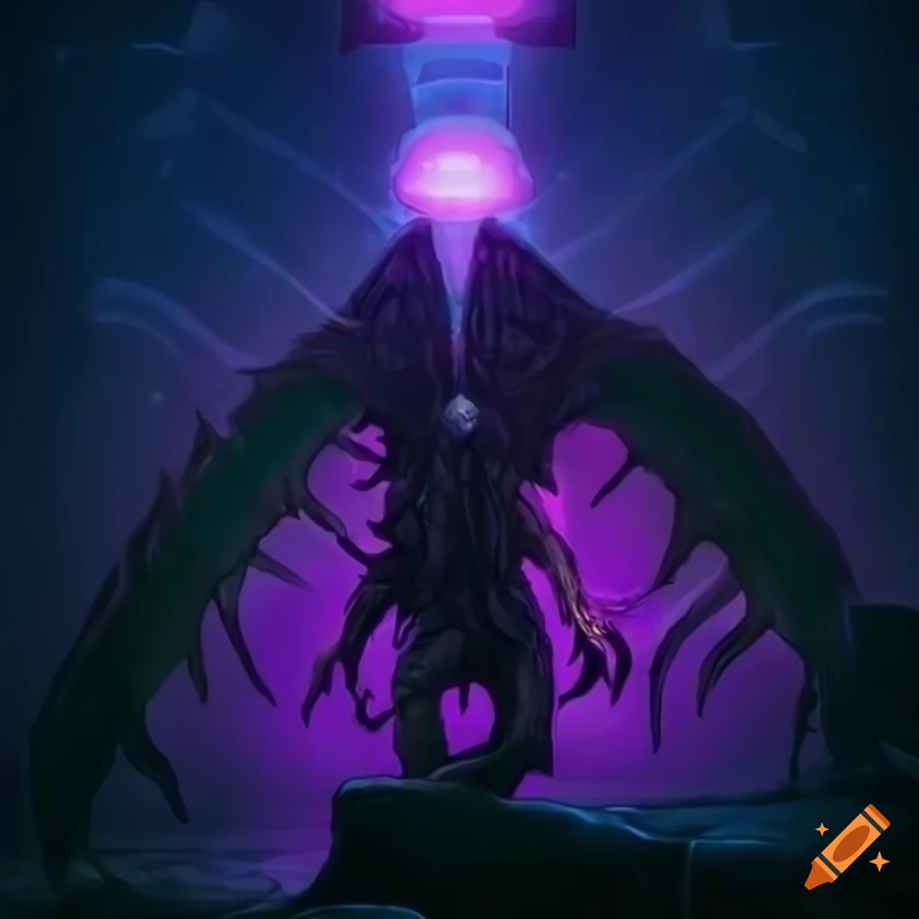 Digital artwork of a winged cthulhu in synthwave style on Craiyon