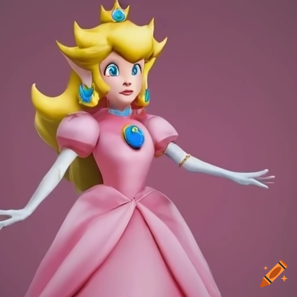Princess peach and link posing in beautiful ballgowns