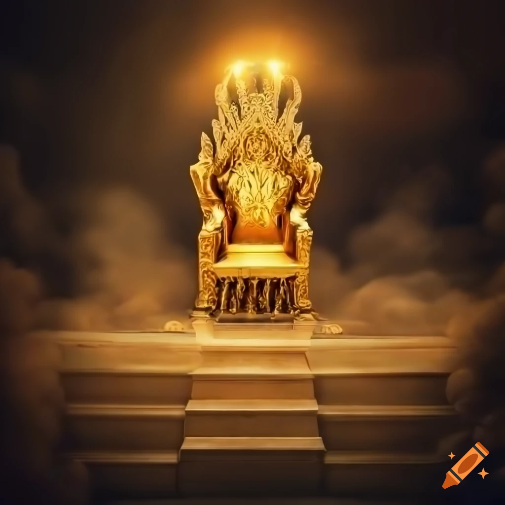 Golden throne in the clouds on Craiyon