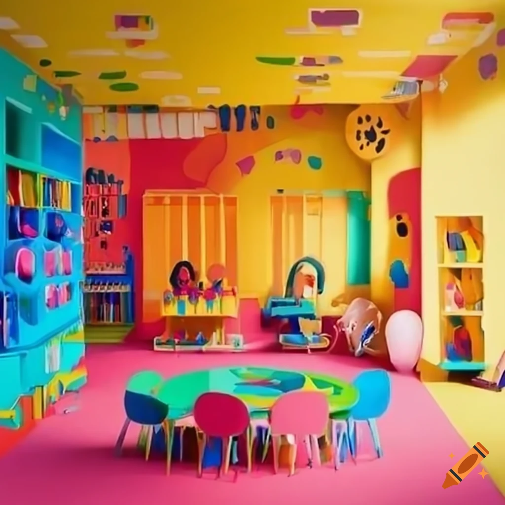 Vibrant classroom filled with happy children