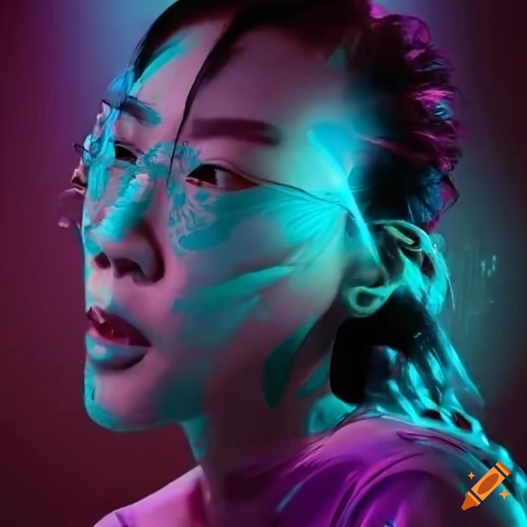 Digital art of an asian music artist dancing on Craiyon