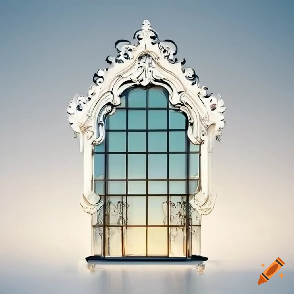 Ornamental rococo glass facade on Craiyon