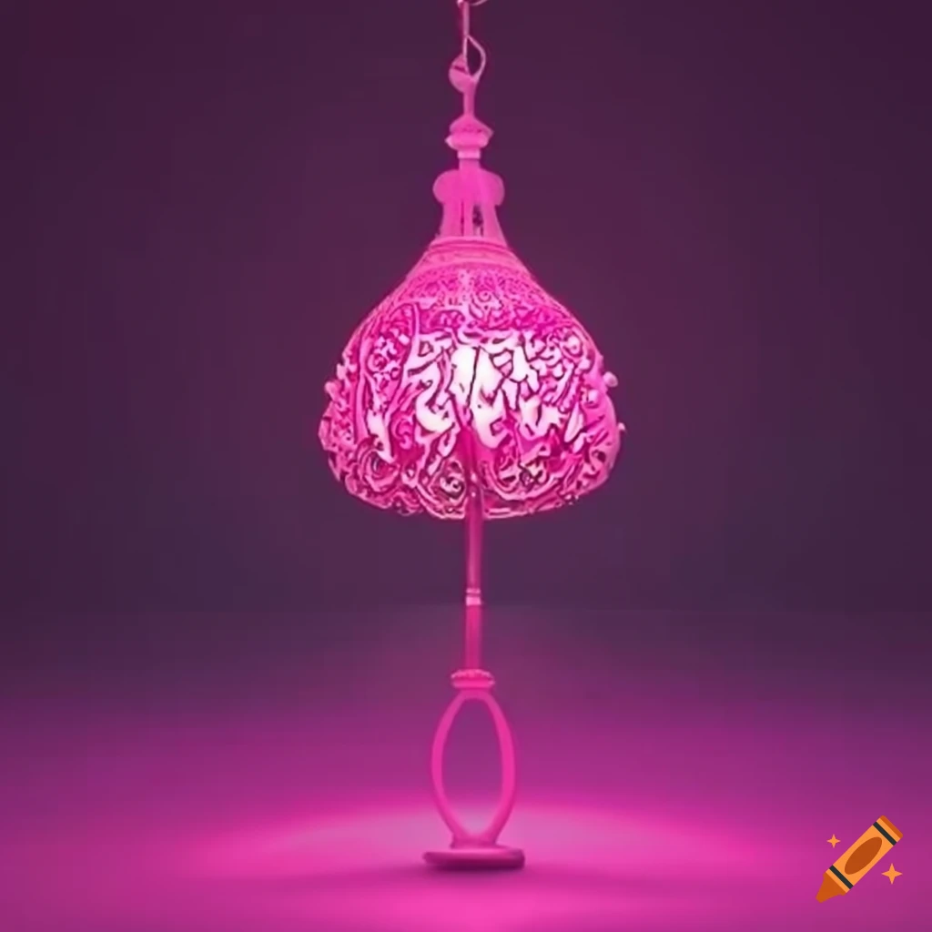 Pink islamic art lamp in a gazebo on Craiyon