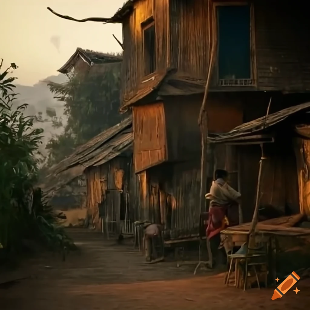 Morning scene in a vietnamese village on Craiyon