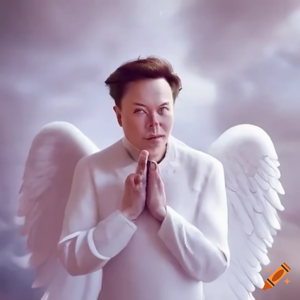 Elon musk in angel costume on Craiyon