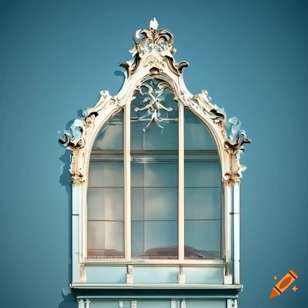 Beautiful glass facade in rococo style on Craiyon