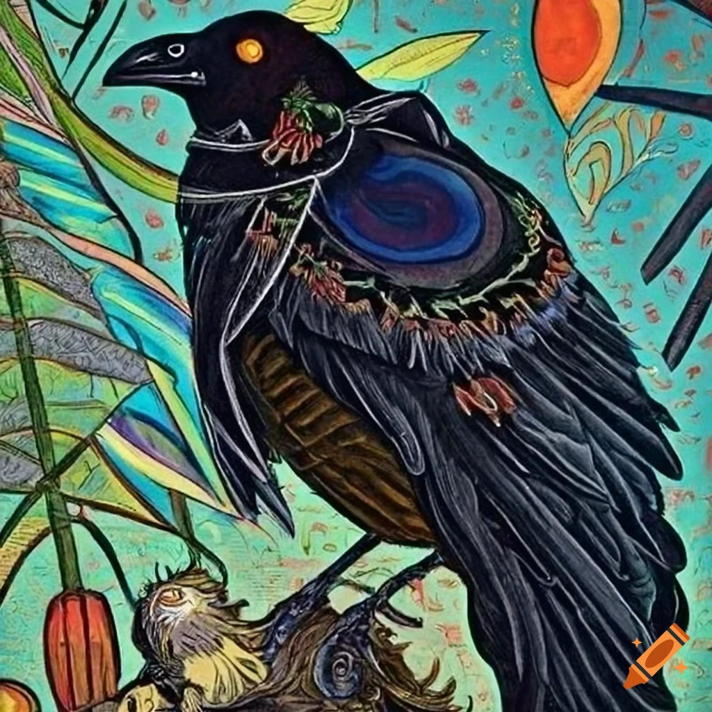 Color woodcut print with native motifs and designs on Craiyon