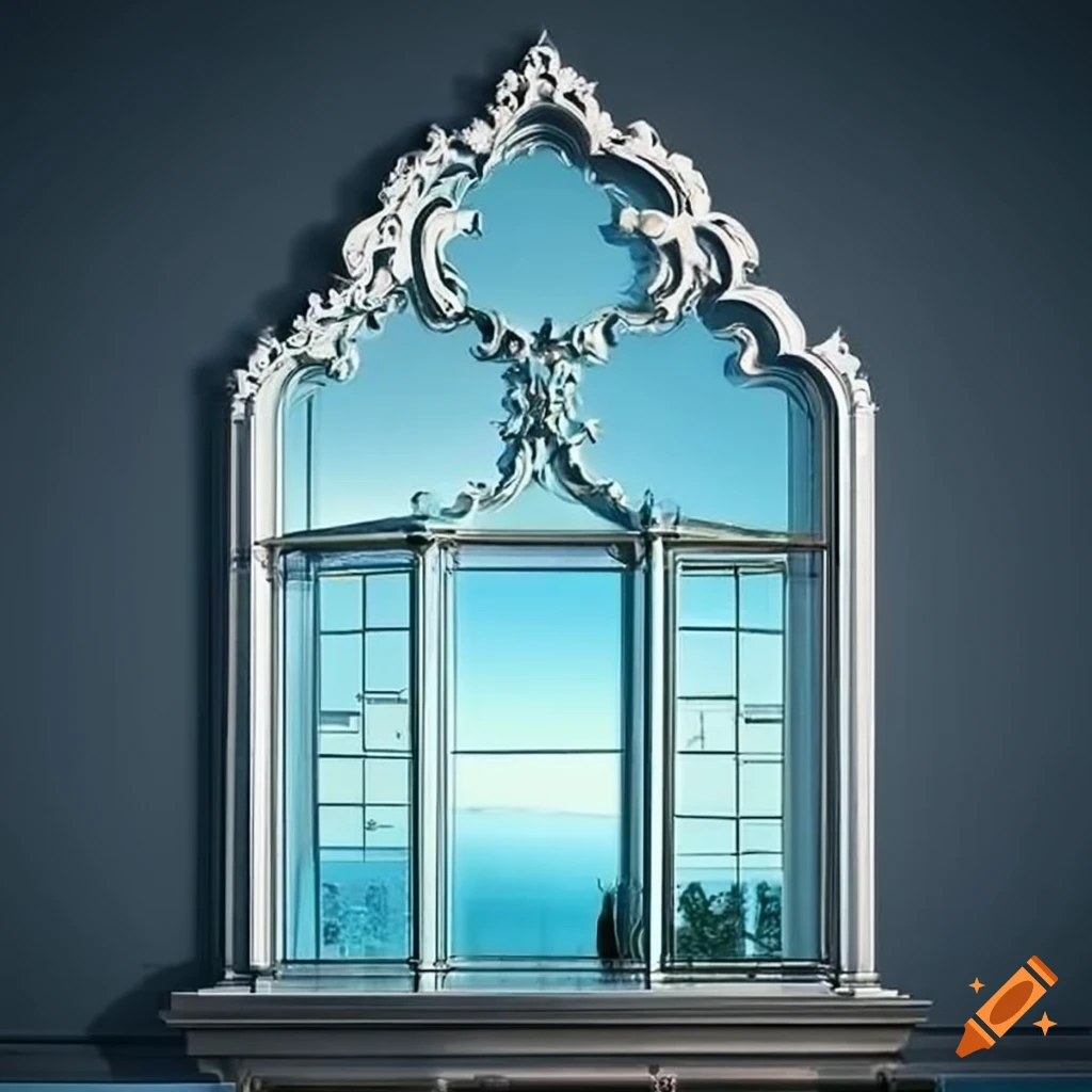 Rococo-style altar between window pillars on white wall on Craiyon