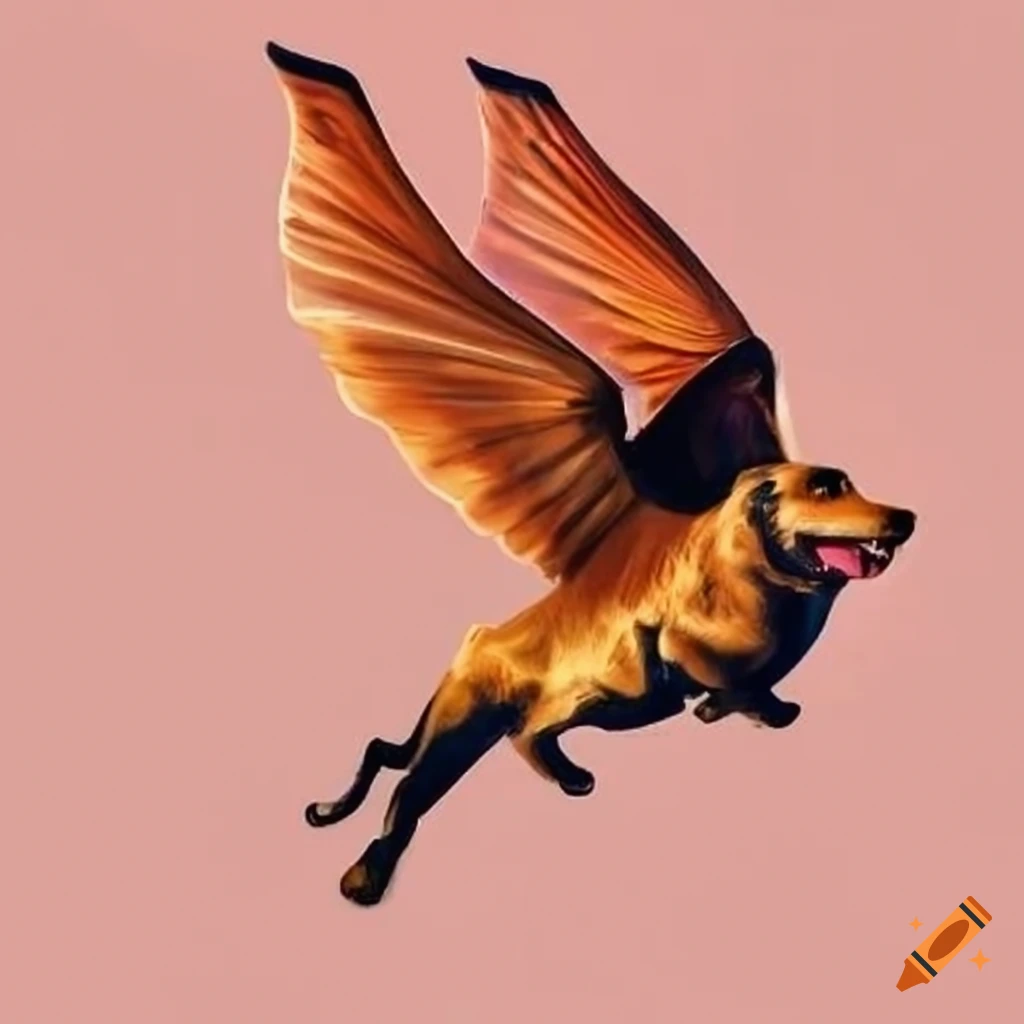 Dog flying through the air on Craiyon