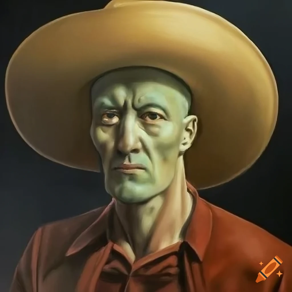 Painting of Squidward as a cowboy by Alex Ross on Craiyon