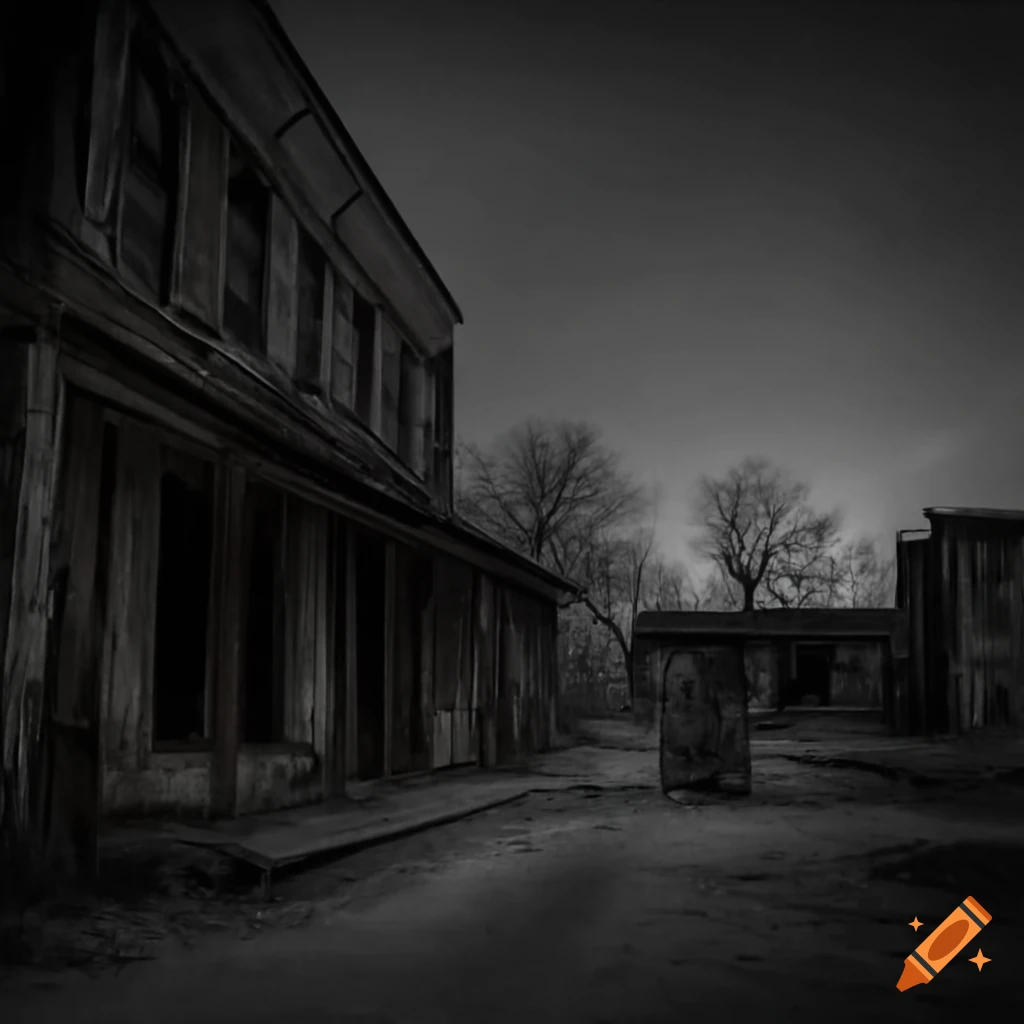 Group of people exploring a haunted ghost town