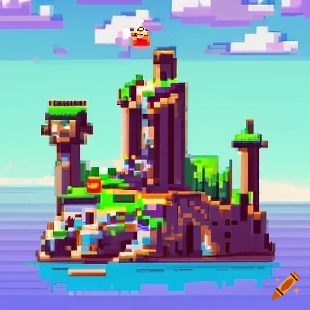 8-bit island graphic on Craiyon