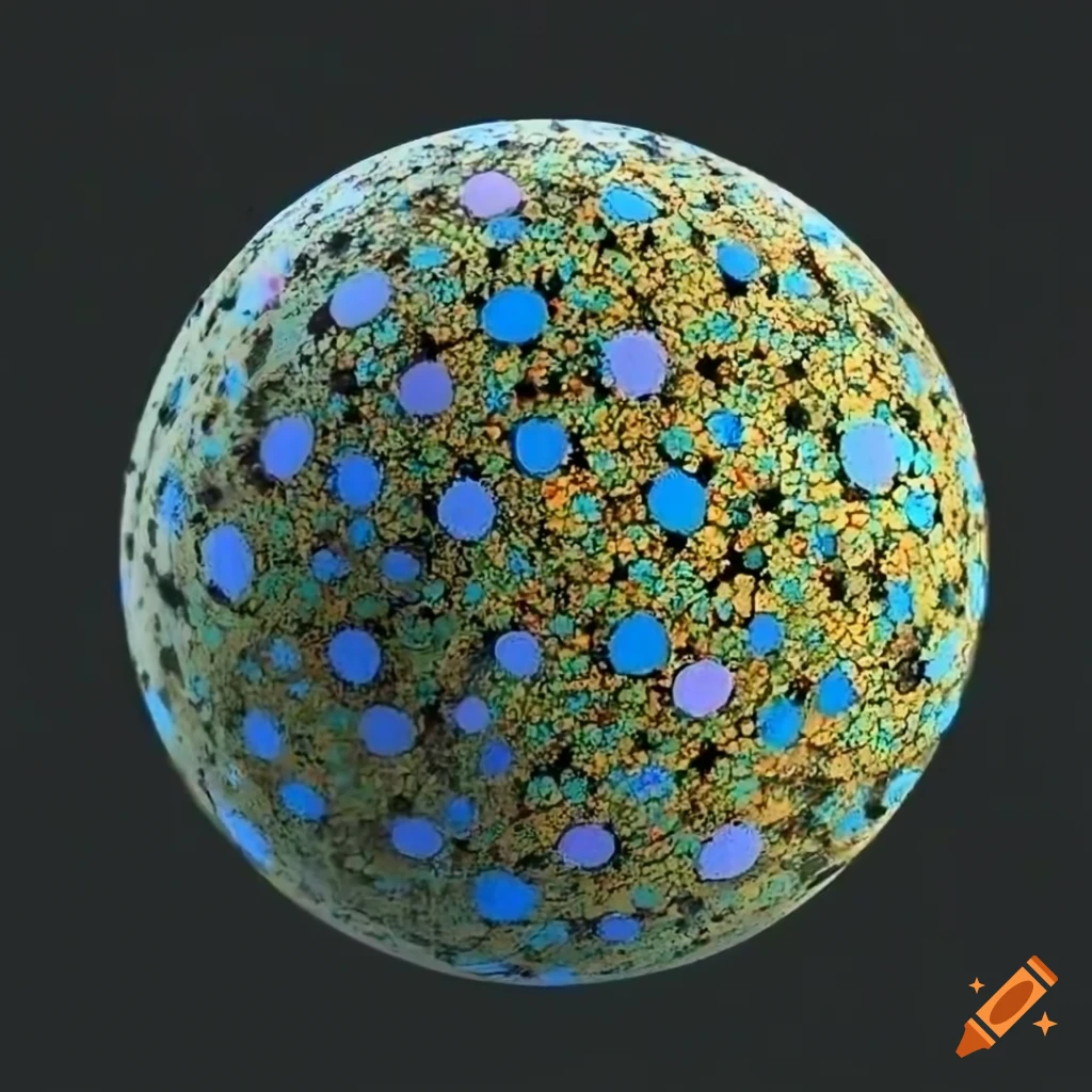 Turquoise sphere sculpture inspired by escher's art on Craiyon