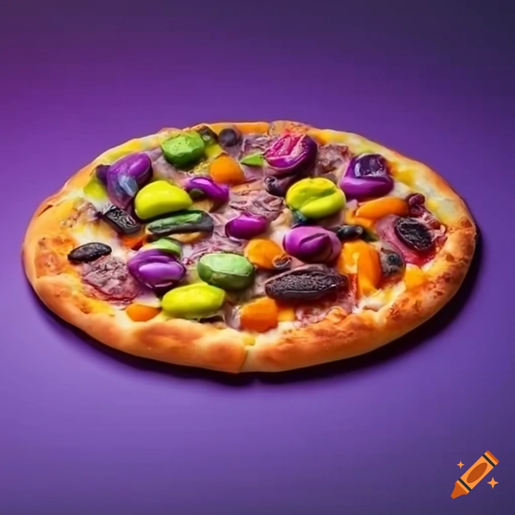 Colorful Halloween themed pizza with candy toppings on Craiyon