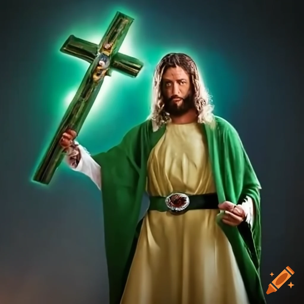 Cosplay of biblical power rangers at the last supper on Craiyon