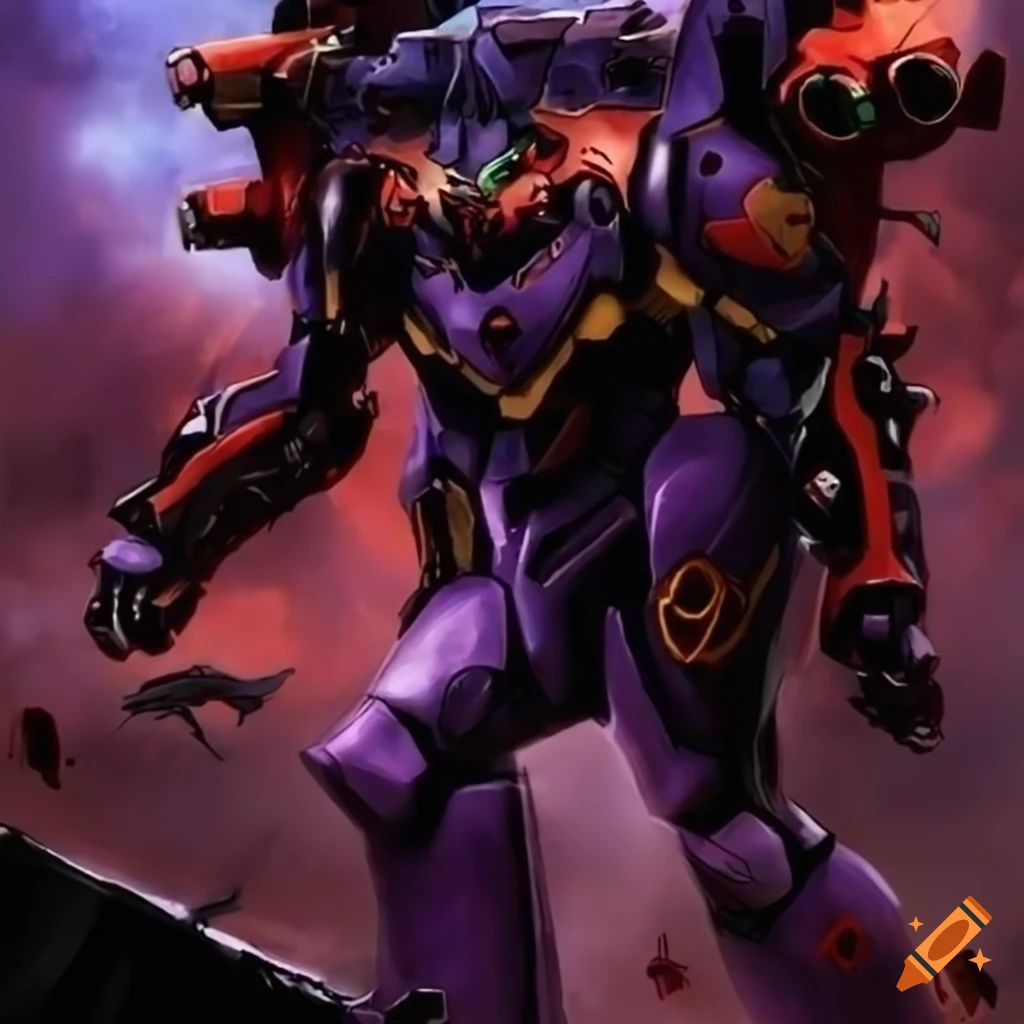 Crossover of evangelion and warhammer 40k mecha on Craiyon