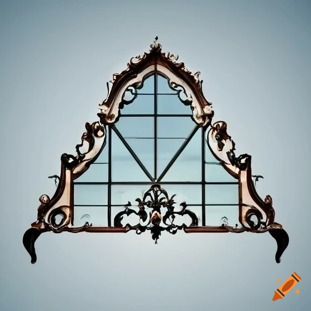 Rococo glass gable facade with ornamental design on Craiyon