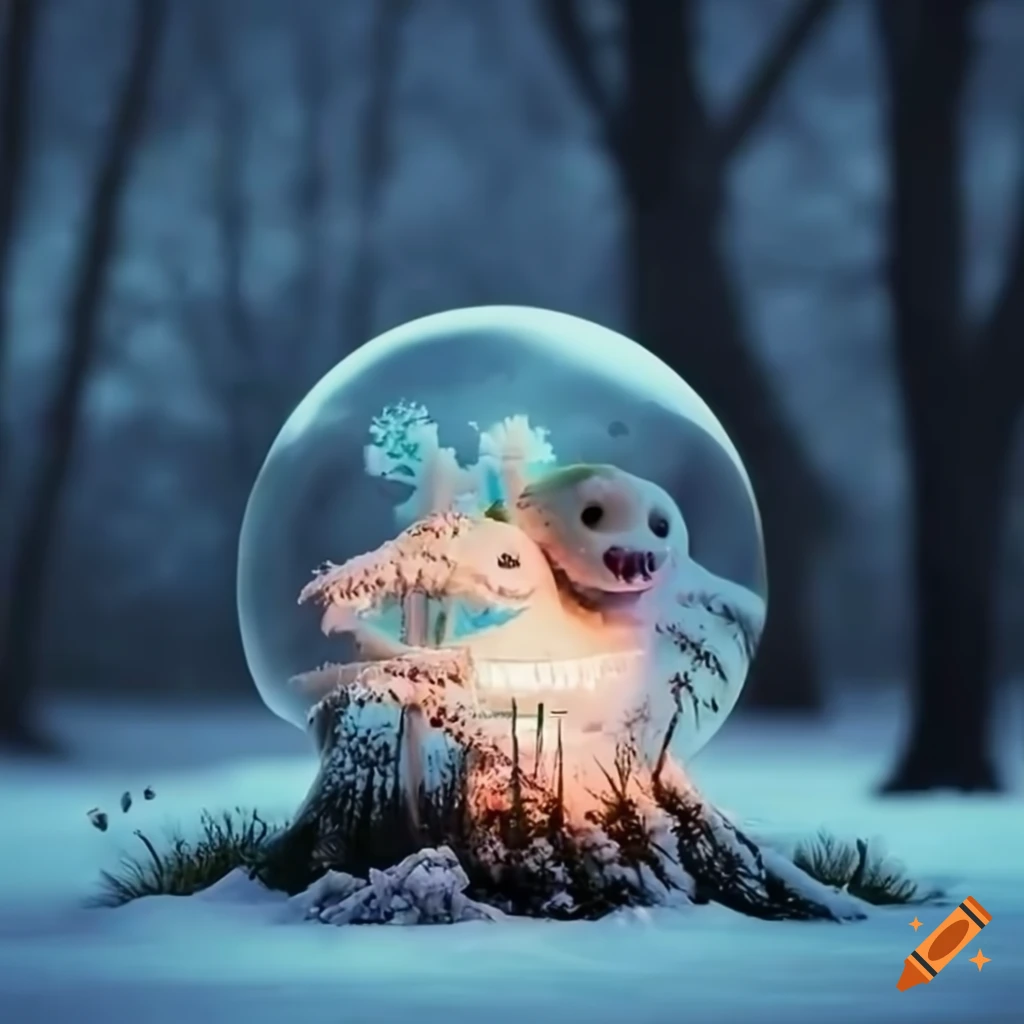 Glass ball neige fantastique on Craiyon