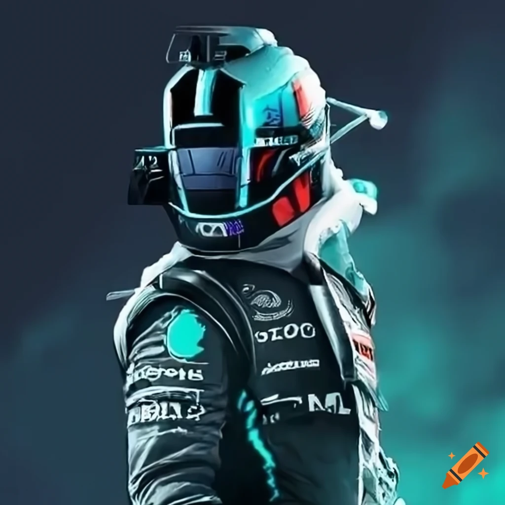 Image of lewis hamilton on futuristic samurai outfit